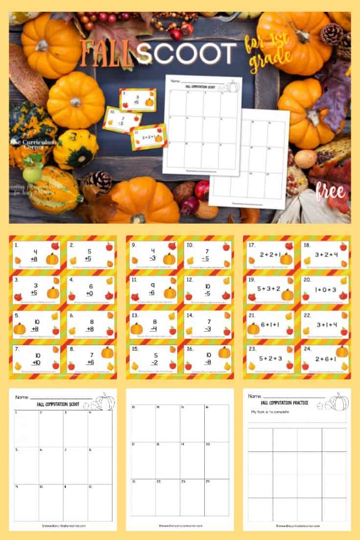1st Grade Fall Computation Scoot - The Curriculum Corner 123
