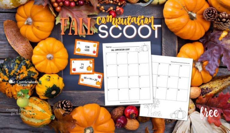 Fall Computation Scoot - The Curriculum Corner 123