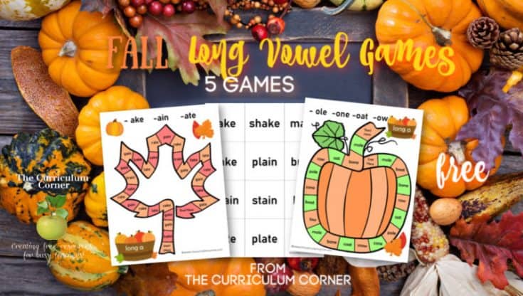Fall Long Vowel Games - The Curriculum Corner 123