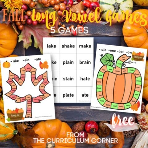 fall long vowel game feature - The Curriculum Corner 123