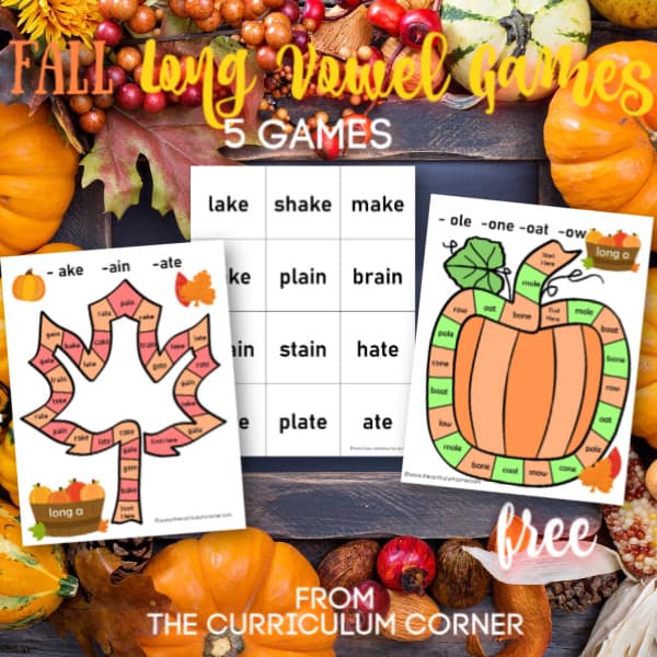 fall long vowel game feature - The Curriculum Corner 123