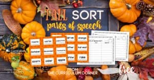 Fall Parts of Speech Sort - The Curriculum Corner 123