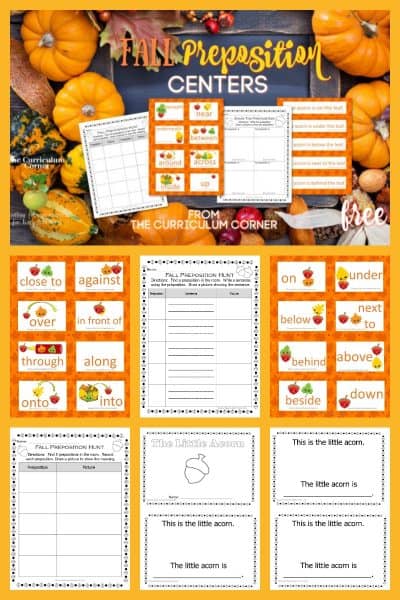 Fall Preposition Practice - The Curriculum Corner 123
