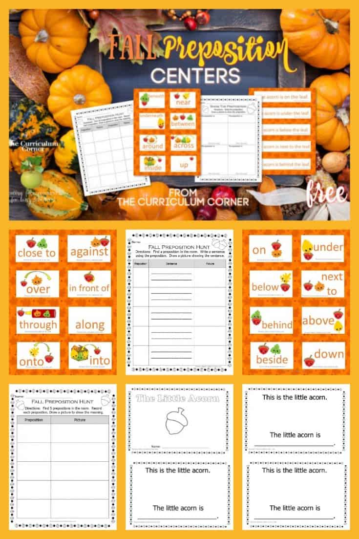 Fall Preposition Practice - The Curriculum Corner 123