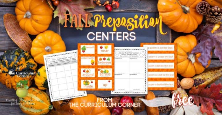 Fall Preposition Practice - The Curriculum Corner 123