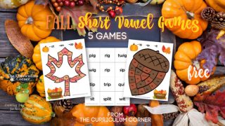 Fall Short Vowel Board Games - The Curriculum Corner 123