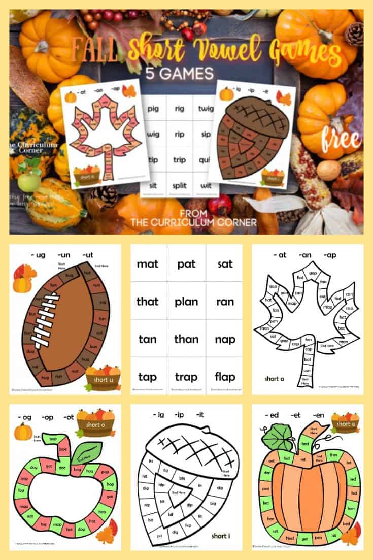 fall short vowel games - The Curriculum Corner 123