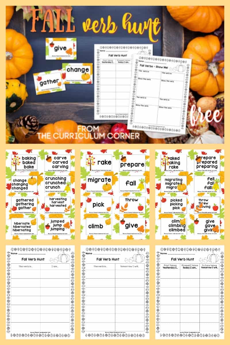 Fall Verb Hunt - The Curriculum Corner 123