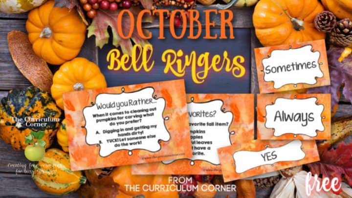 october bell ringers - The Curriculum Corner 123