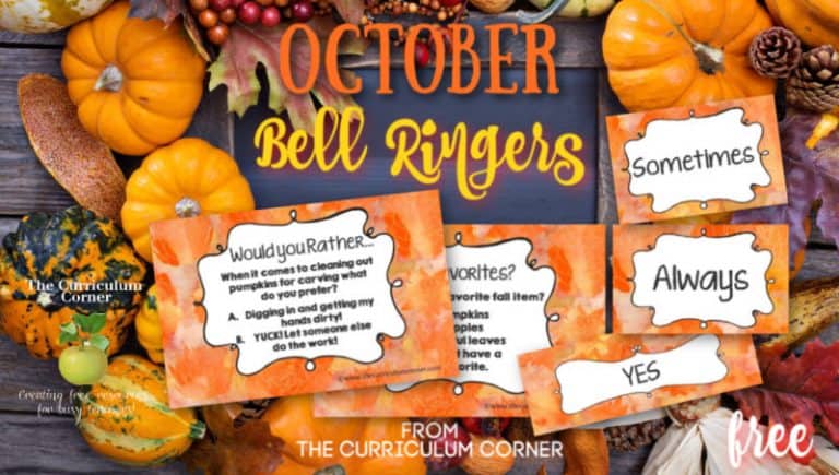 October Bell Ringer Questions - The Curriculum Corner 123