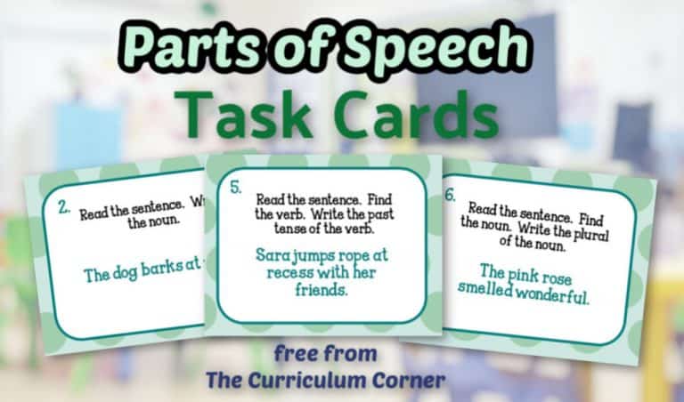 Parts of Speech Scoot - The Curriculum Corner 123