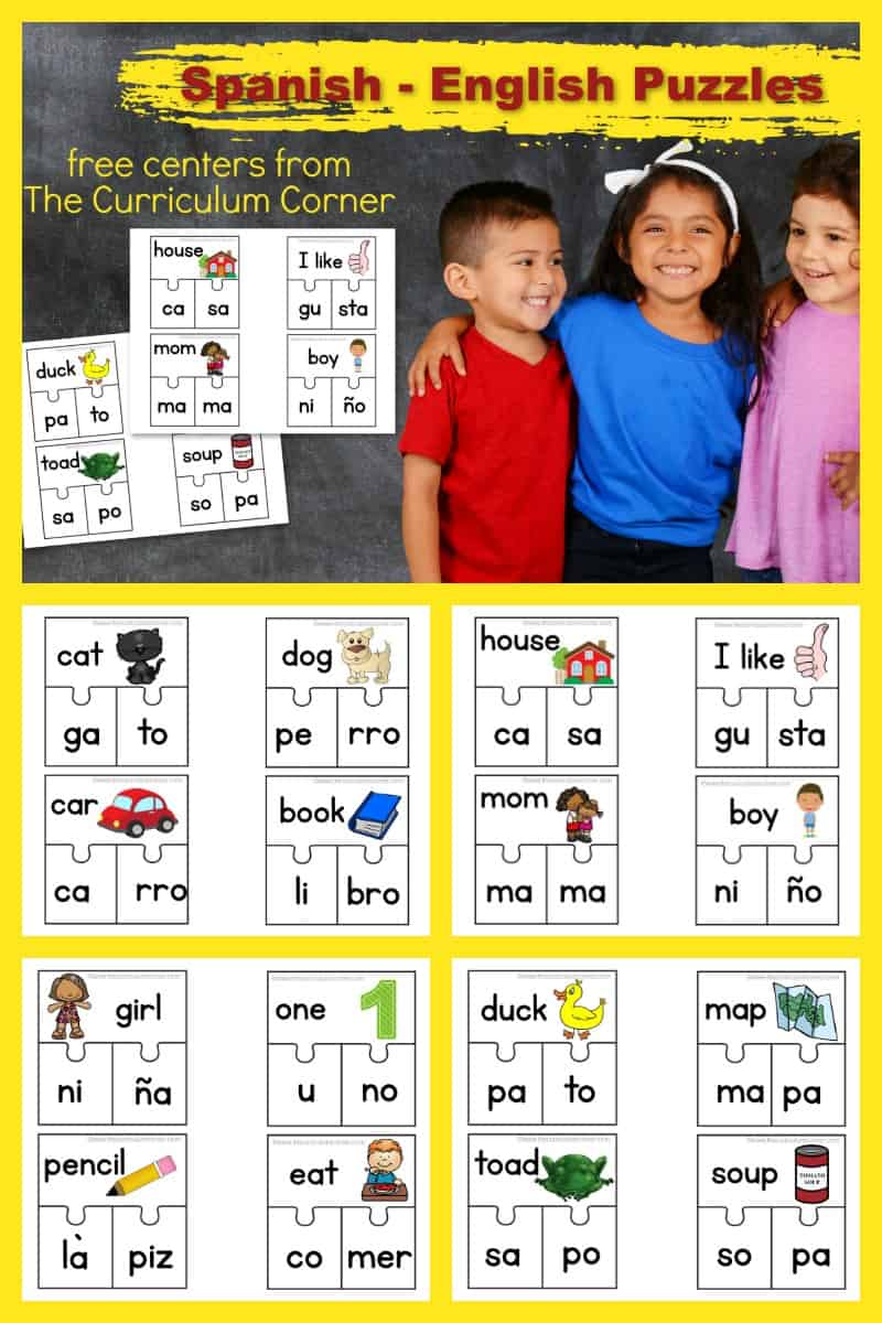 Spanish 2-Syllable Puzzles - The Curriculum Corner 123