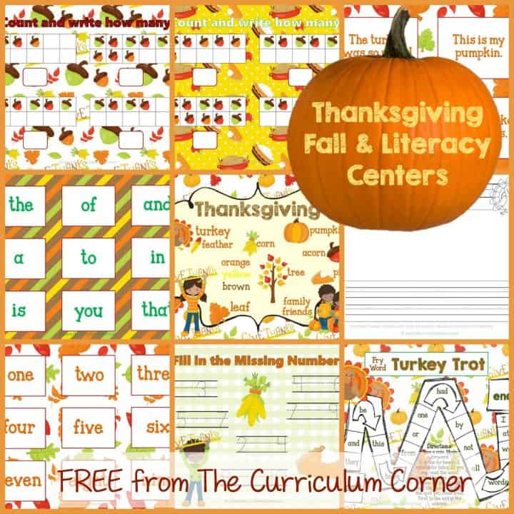 Thanksgiving Activities for the Classroom - The Curriculum Corner 123