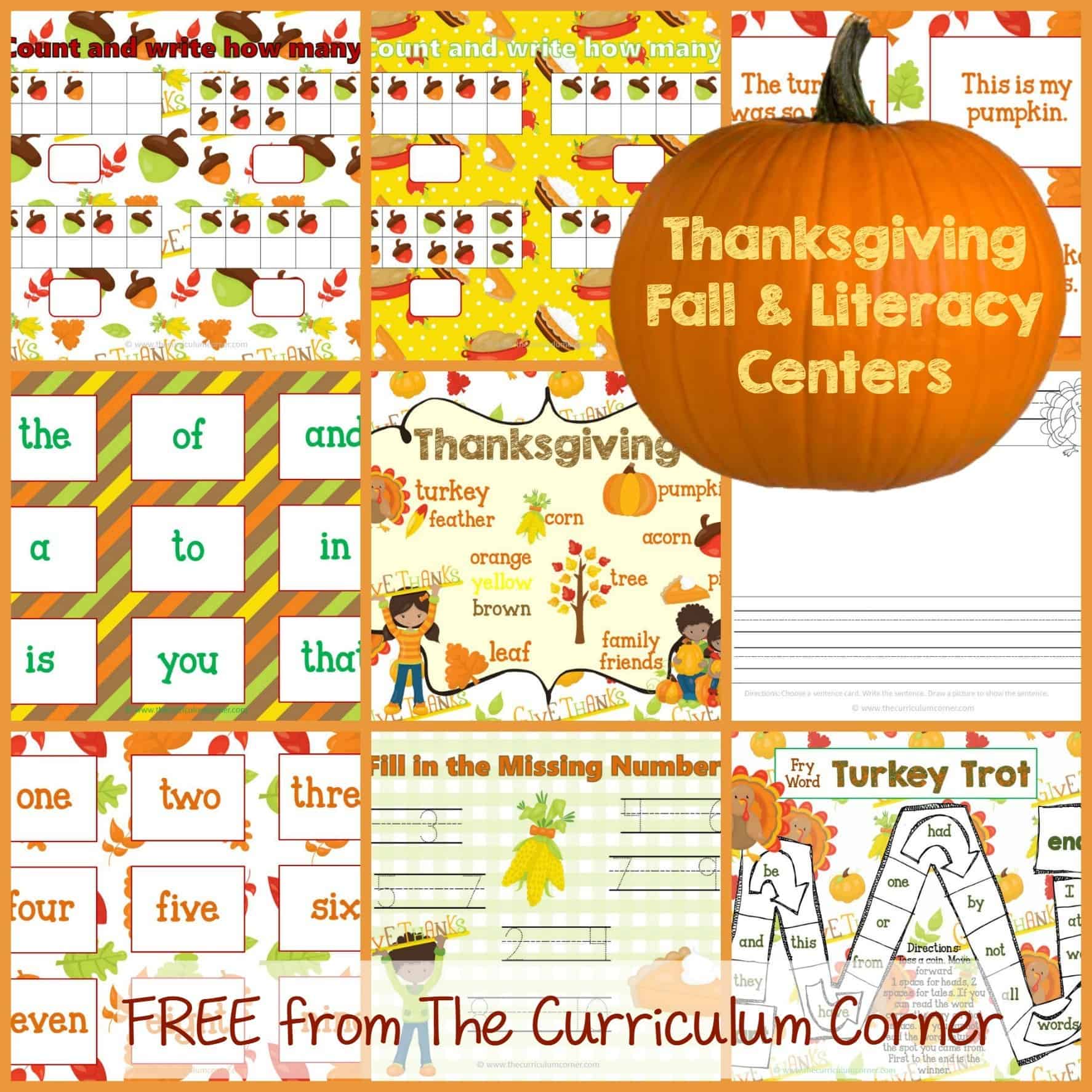 Thanksgiving Activities for the Classroom - The Curriculum Corner 123