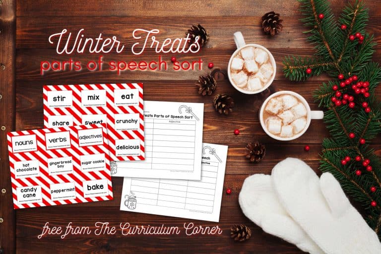 Winter Treats Parts of Speech Sort - The Curriculum Corner 123