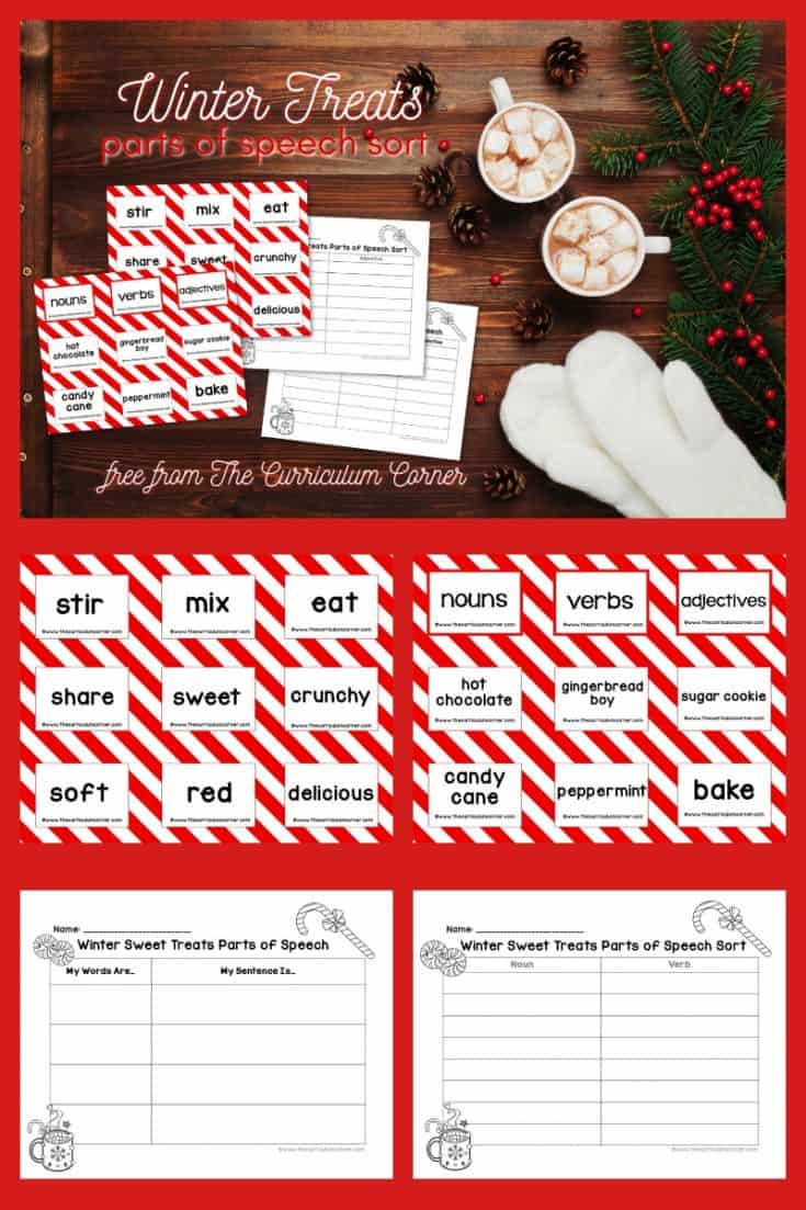 Winter Treats Parts of Speech Sort - The Curriculum Corner 123
