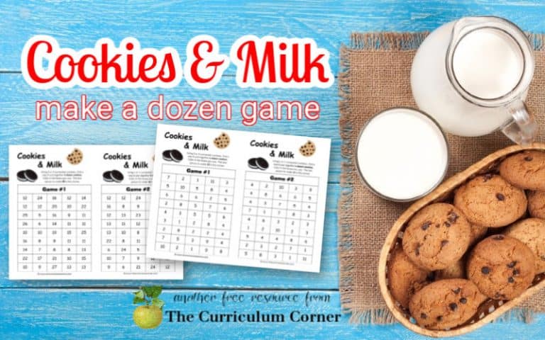 Cookies & Milk Making a Dozen Game - The Curriculum Corner 123