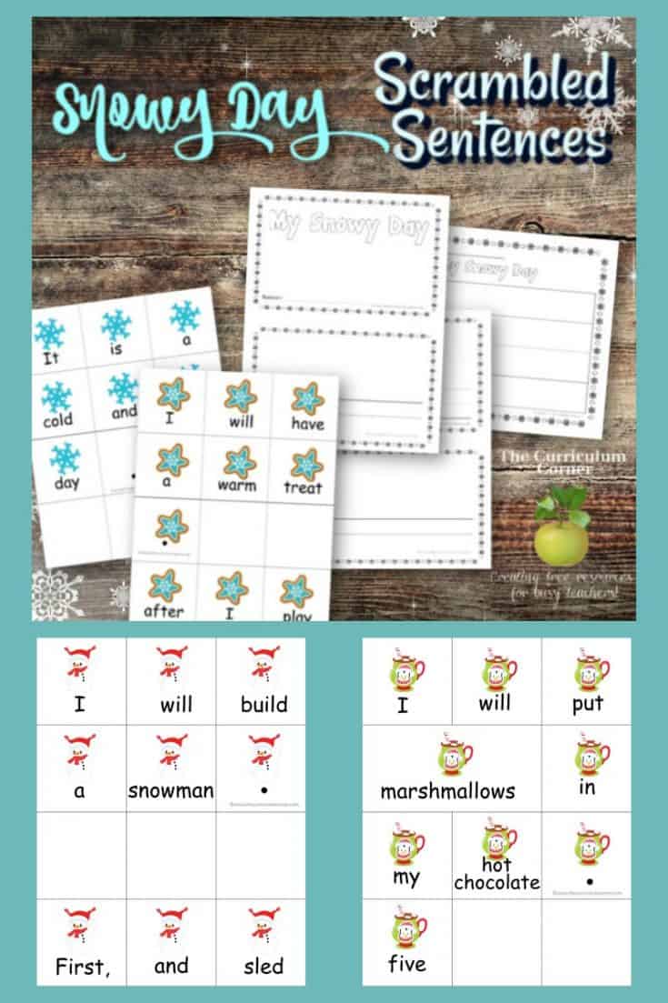 Snowy Day Scrambled Sentences - The Curriculum Corner 123