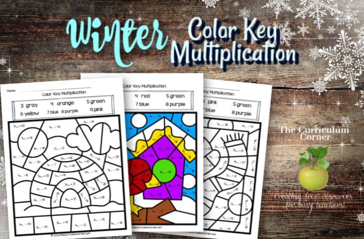 Winter Color Key Multiplication - The Curriculum Corner 123