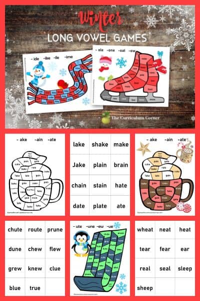 Winter Long Vowel Board Games - The Curriculum Corner 123