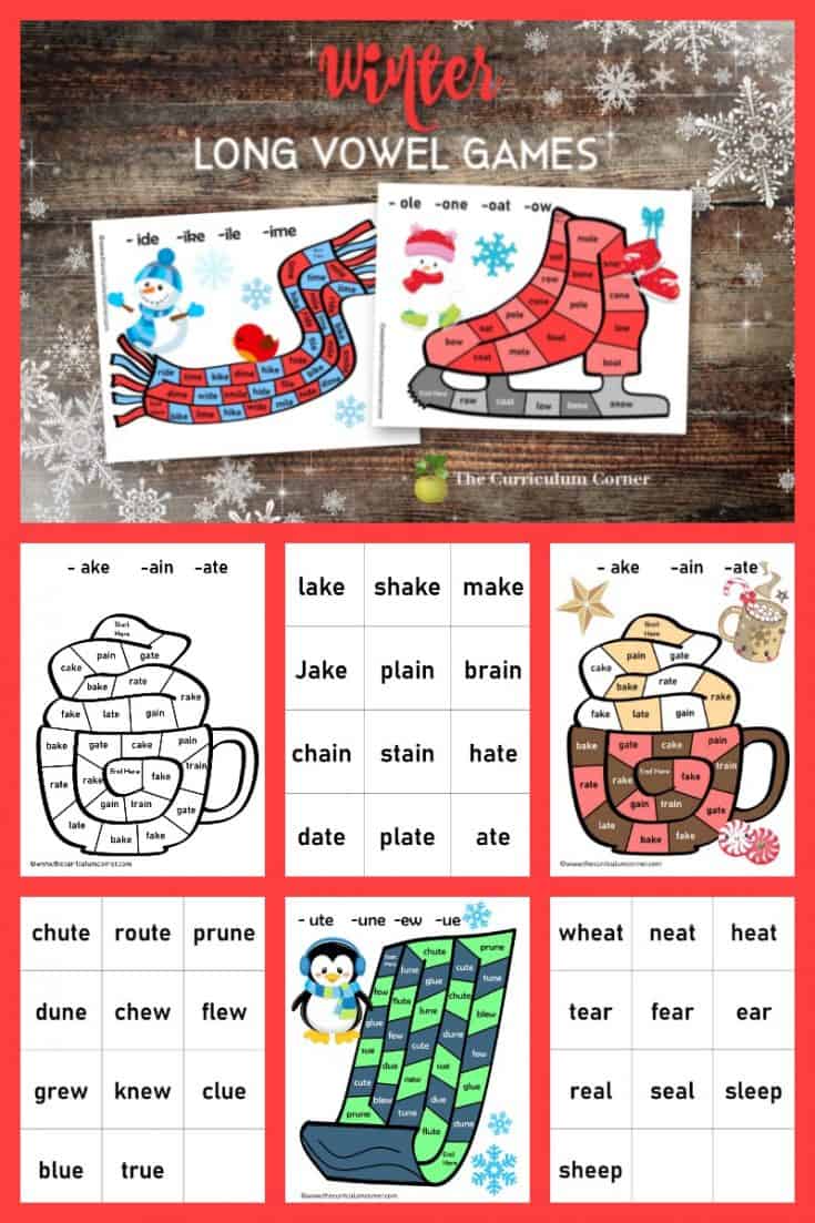 Winter Long Vowel Board Games - The Curriculum Corner 123