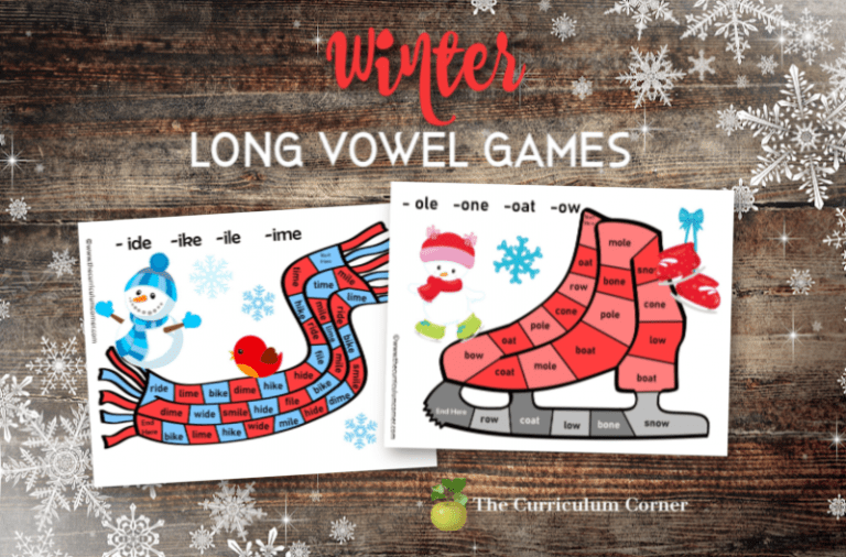 Winter Long Vowel Board Games - The Curriculum Corner 123