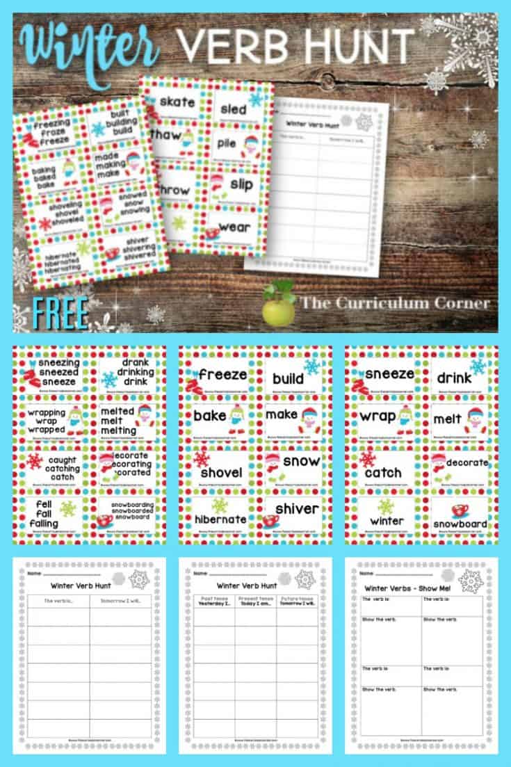 Winter Verb Hunt - The Curriculum Corner 123