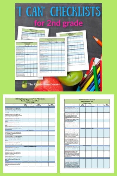 Updated 2nd Grade CCSS "I Can" Checklists - The Curriculum Corner 123