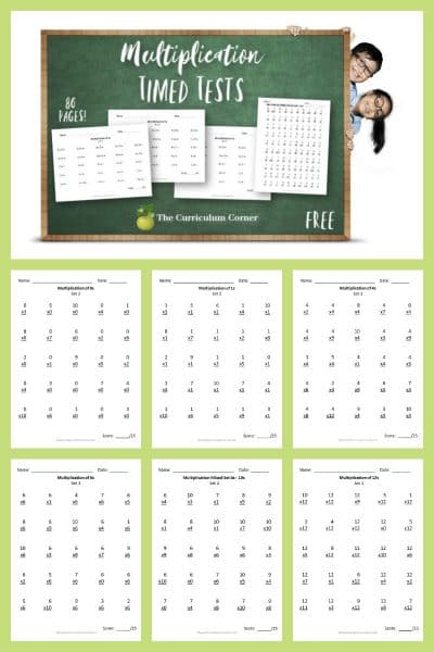 Multiplication Timed Tests - The Curriculum Corner 123