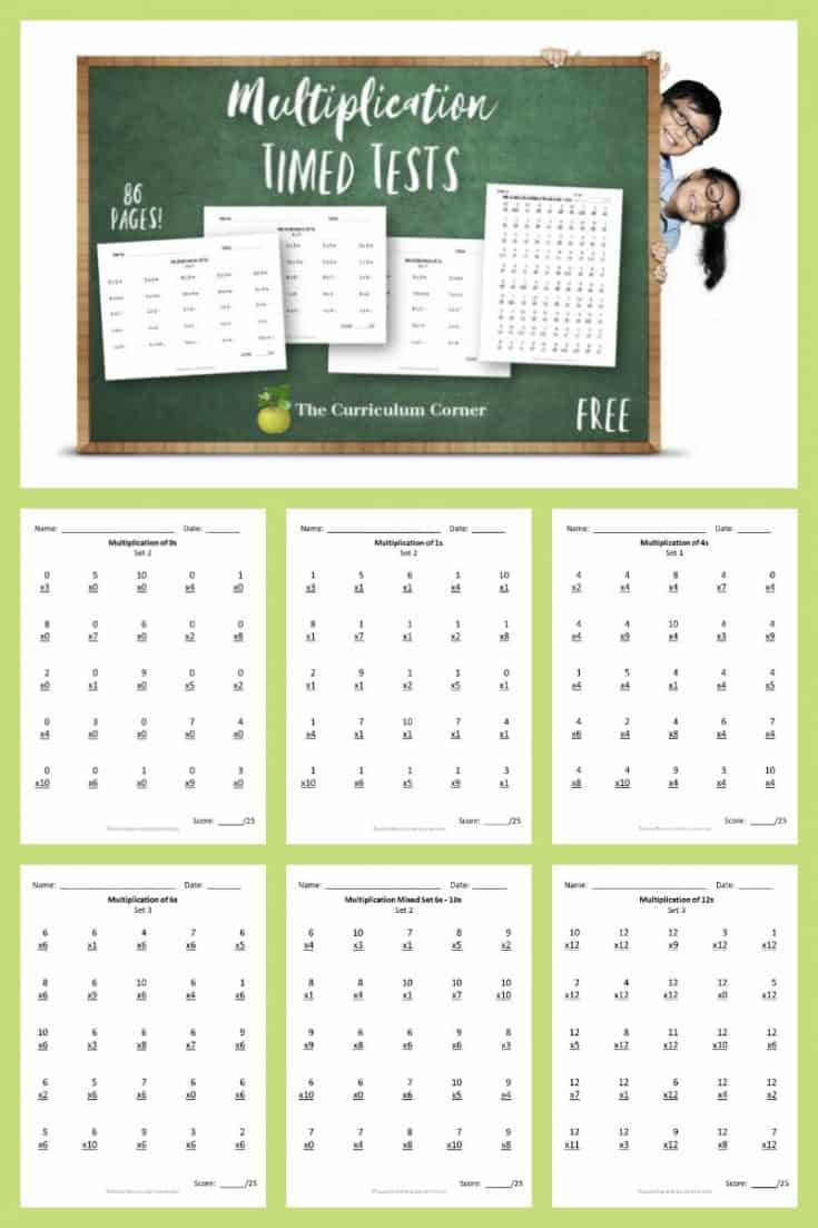 Multiplication Timed Tests - The Curriculum Corner 123