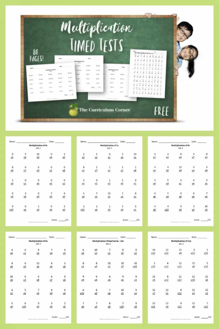 Multiplication Timed Tests - The Curriculum Corner 123
