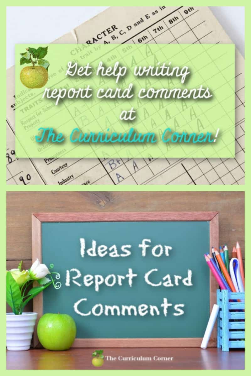 Ideas for Report Card Comments - The Curriculum Corner 123