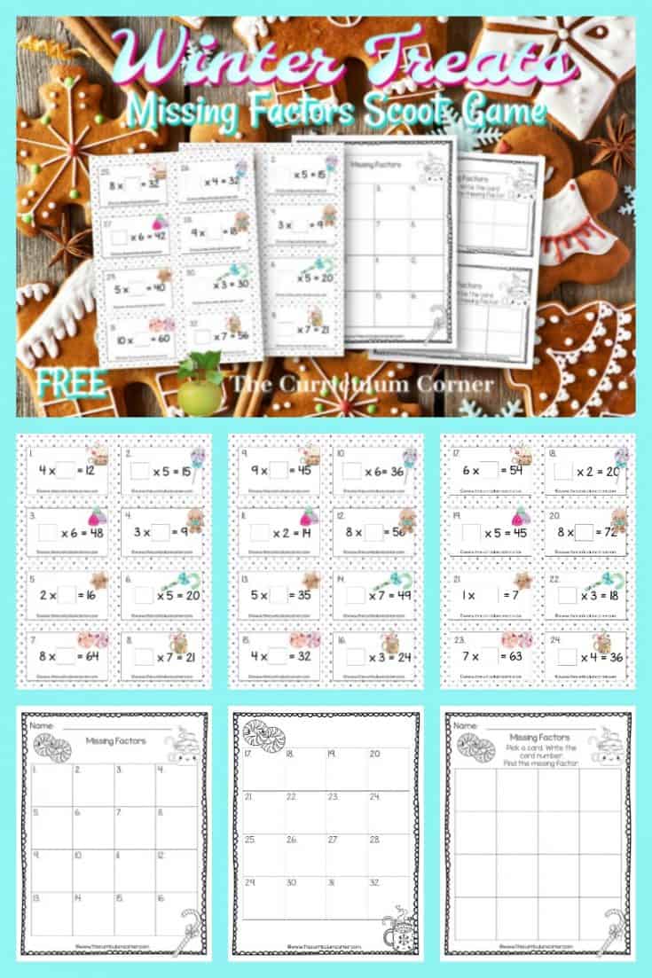 Winter Missing Factors Cards - The Curriculum Corner 123