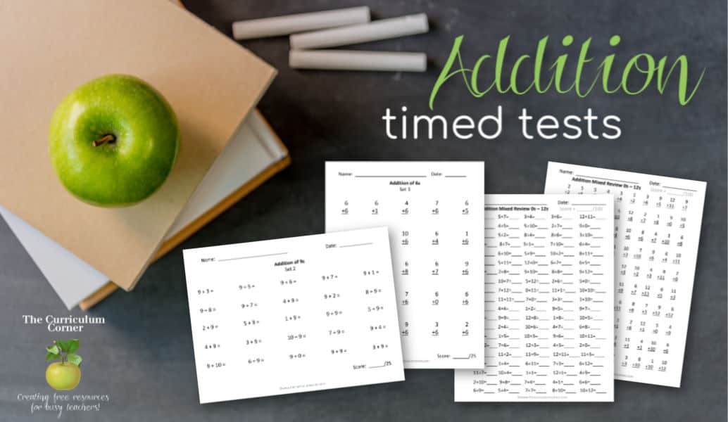 Addition Timed Tests The Curriculum Corner 123 Addition Timed Tests The Curriculum Corner 123