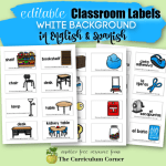 Editable Classroom Labels - The Curriculum Corner 123