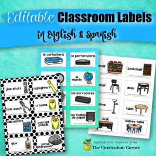 Editable Classroom Labels - The Curriculum Corner 123