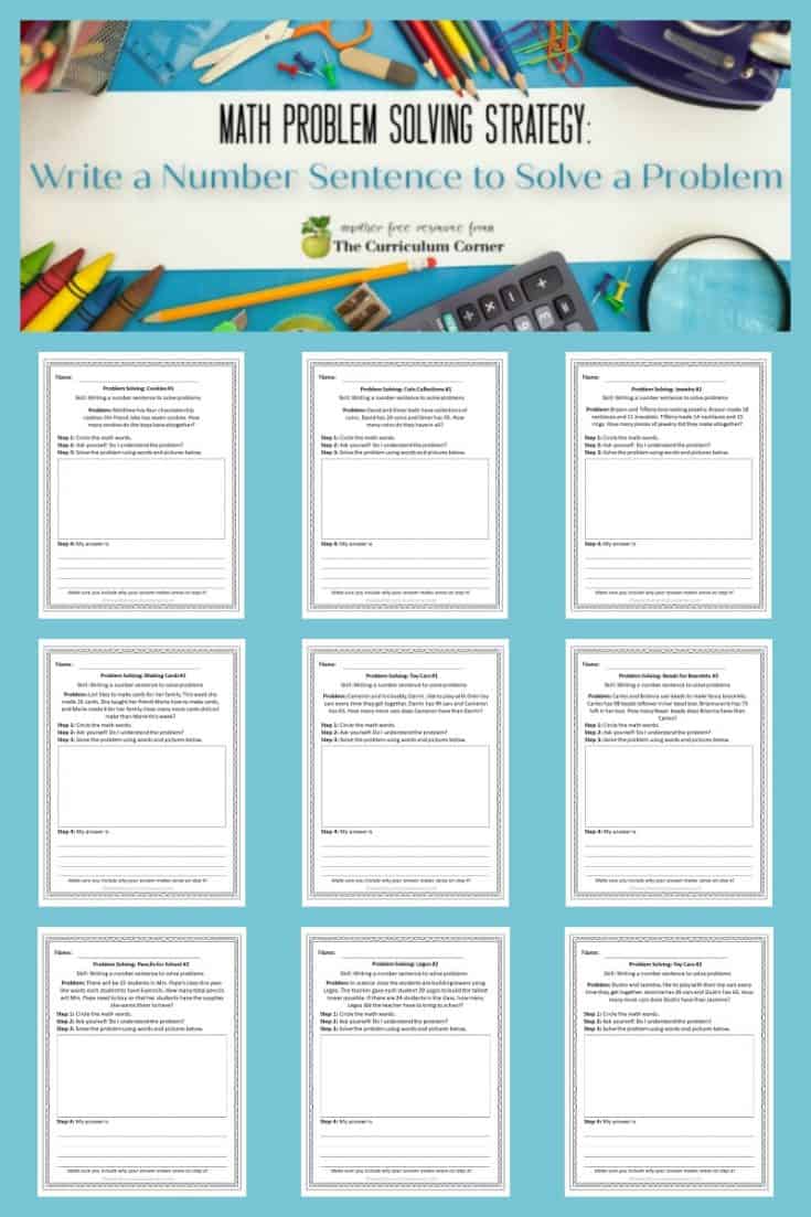 Strategy: Write a Number Sentence - The Curriculum Corner 123
