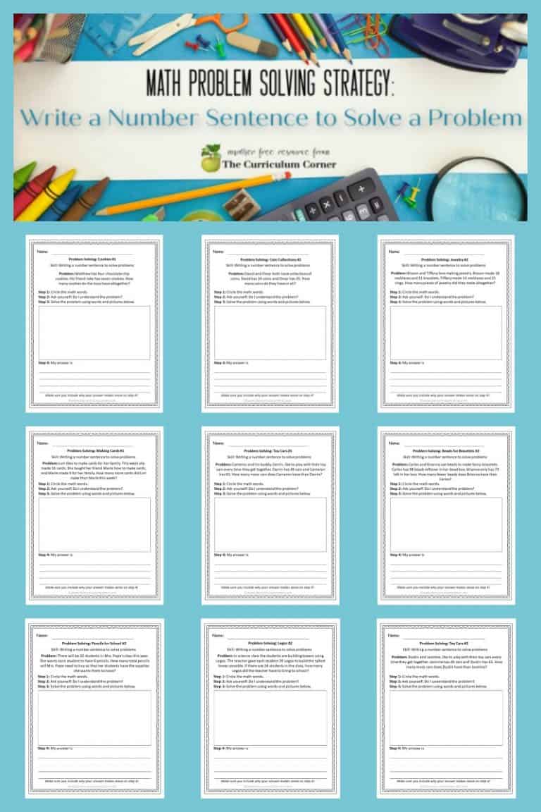 Strategy: Write a Number Sentence - The Curriculum Corner 123