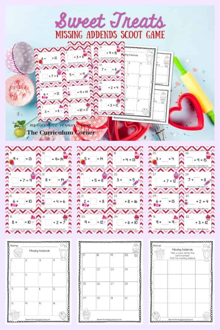 Sweet Treats Missing Addends - The Curriculum Corner 123