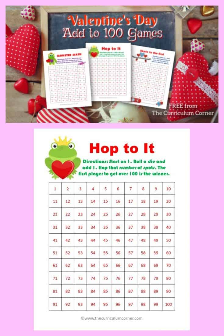 Valentine's Day Add to 100 Games - The Curriculum Corner 123