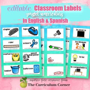 Editable Classroom Labels - The Curriculum Corner 123