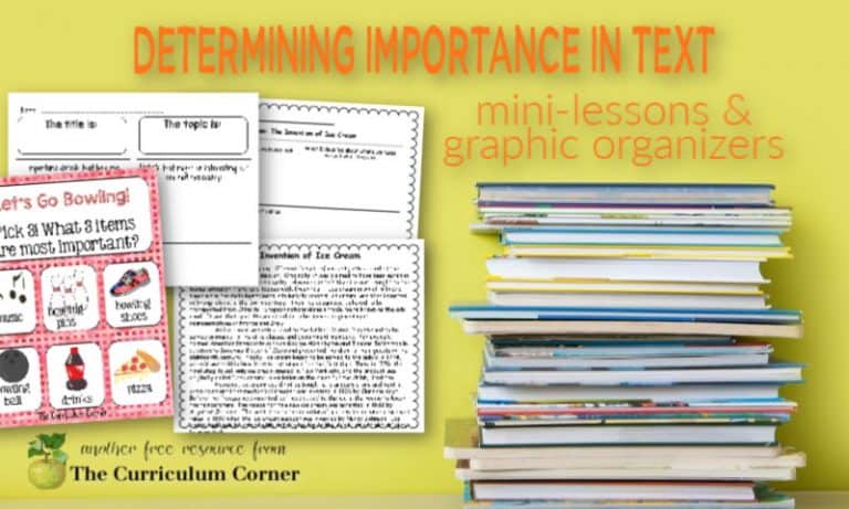 Determining Importance - The Curriculum Corner 123