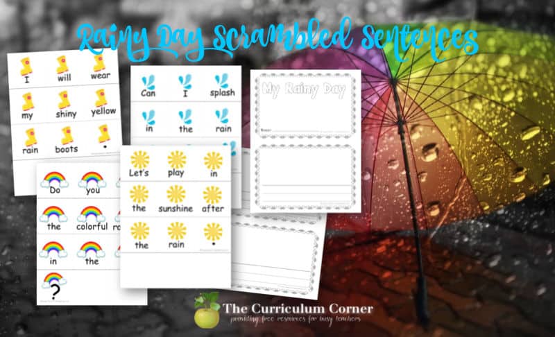 Rainy Day Scrambled Sentences - The Curriculum Corner 123