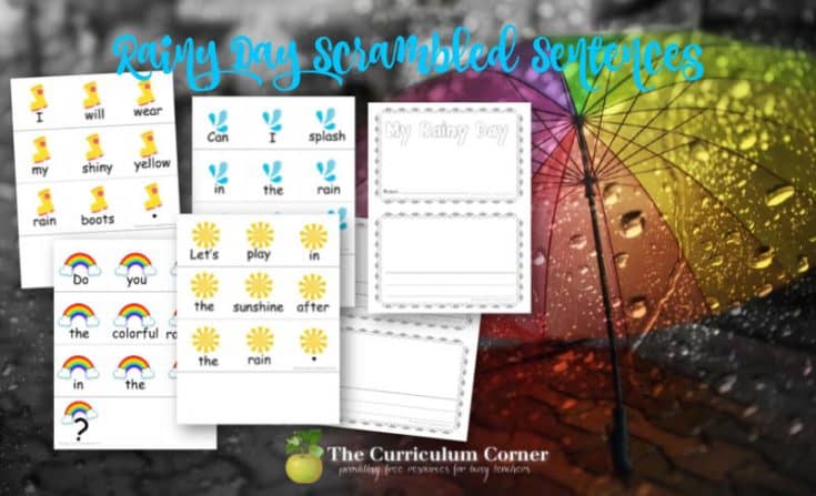 Rainy Day Scrambled Sentences - The Curriculum Corner 123