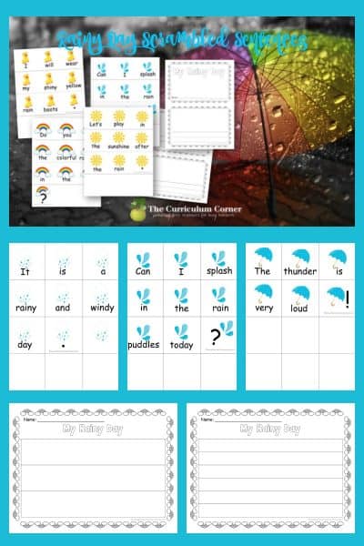 Rainy Day Scrambled Sentences - The Curriculum Corner 123