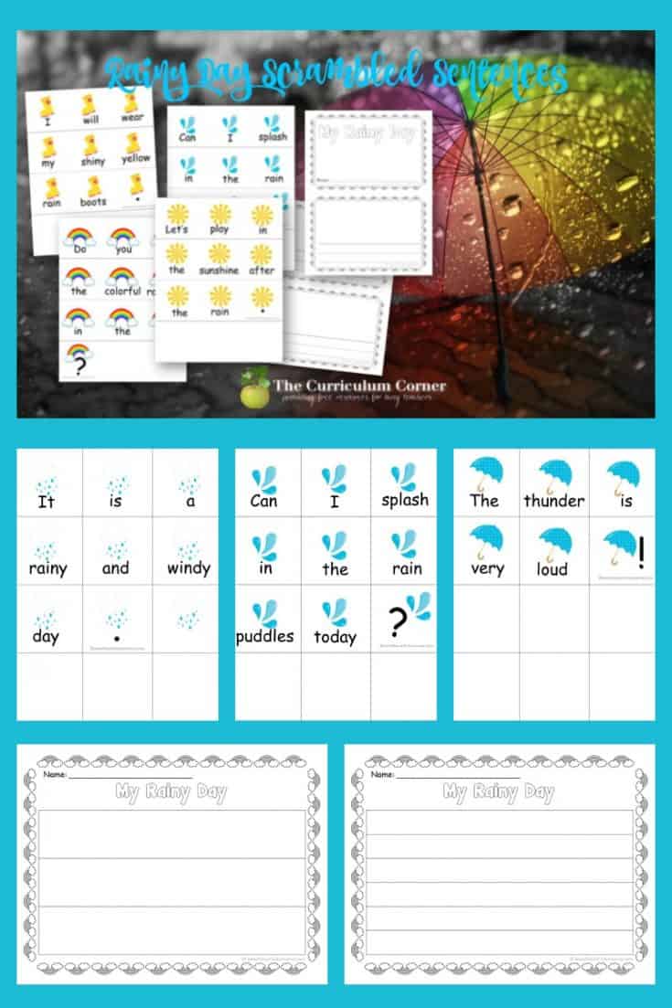 Rainy Day Scrambled Sentences - The Curriculum Corner 123