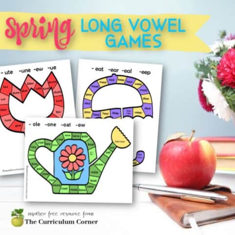 spring long vowel game feature - The Curriculum Corner 123