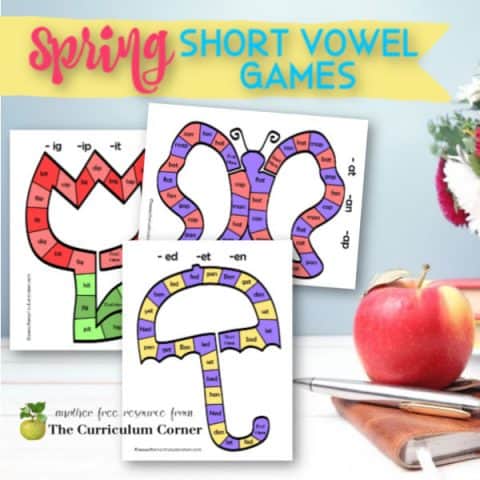 spring short vowel game feature - The Curriculum Corner 123