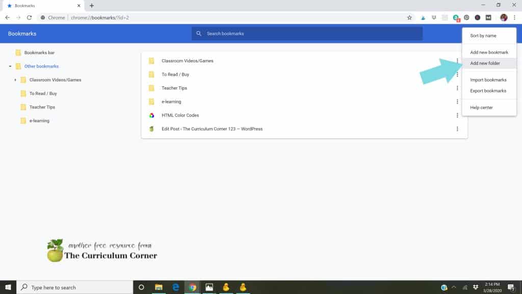 Bookmarking in Chrome - The Curriculum Corner 123