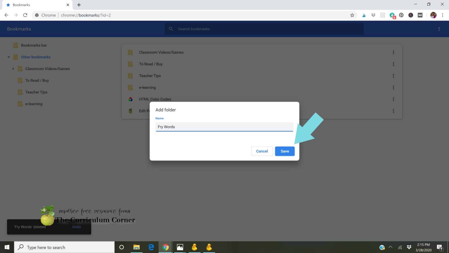 Bookmarking in Chrome - The Curriculum Corner 123